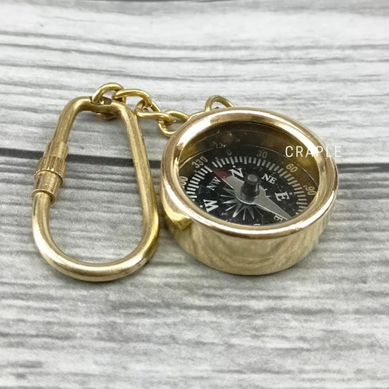 Engraved Compass Keychain - Etsy