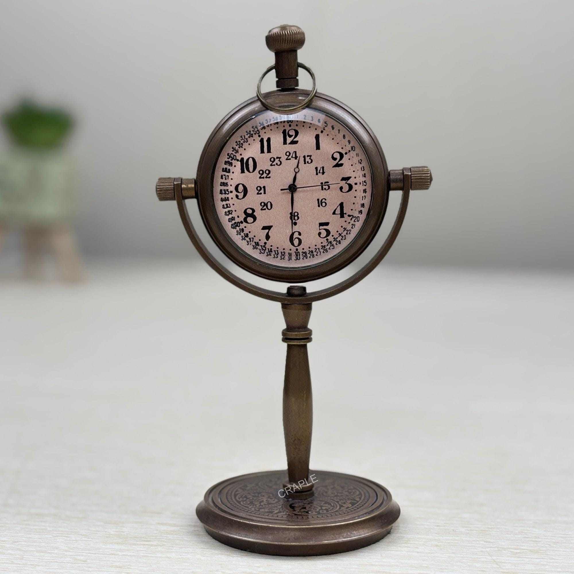 Luxury Brass Desk Clock With Detachable Pocket Watch, Personalized ...