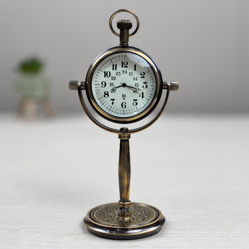 Personalized Brass Desk Clock Pocket Watch: Vintage Office Decor - Etsy