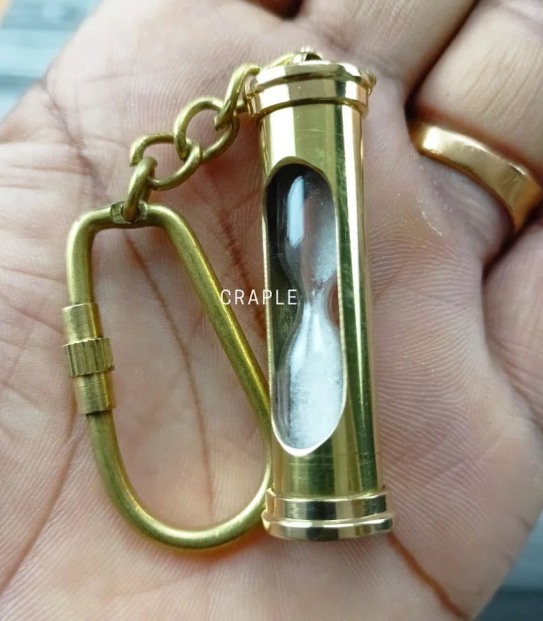 Handcrafted Brass Hourglass Keychain 1 Second Sand Flow Small ...