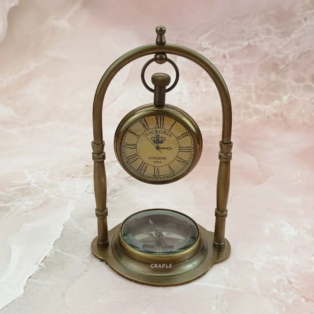 Beautiful Handmade Tabletop Clock Base Comapss, Office/home Decor ...