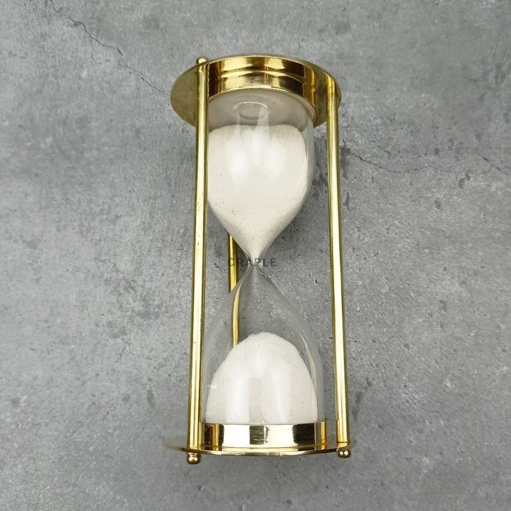 Golden Spiral Brass Hourglass – 5-minute Sand Timer, Vintage Nautical ...