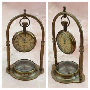 Beautiful Handmade Tabletop Clock Base Comapss, Office/home Decor ...