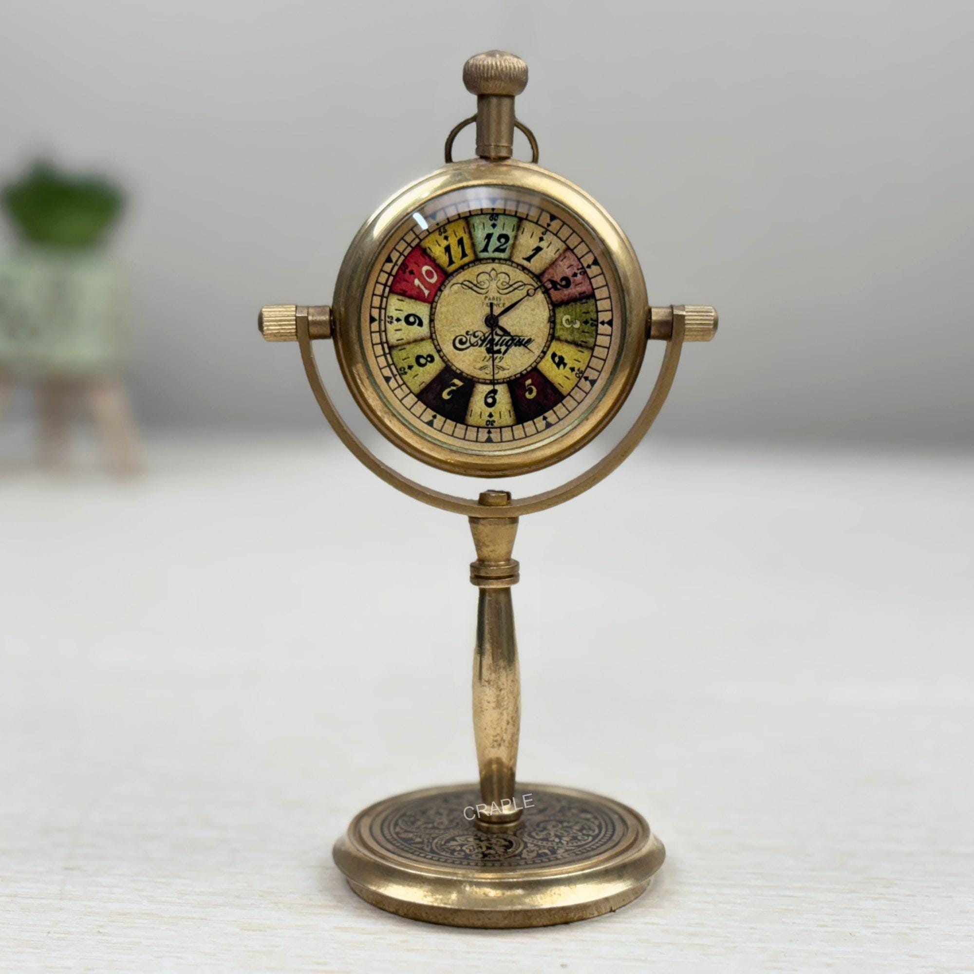 Luxury Brass Desk Clock With Detachable Pocket Watch, Personalized ...