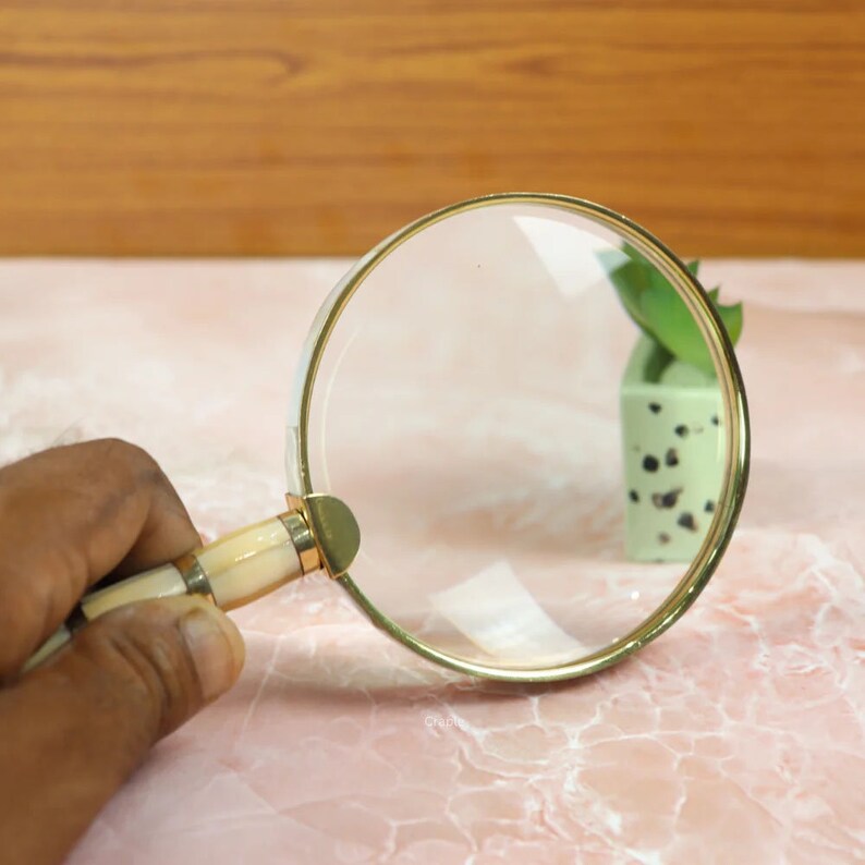 Handcrafted Brass Magnifier With Mother-of-pearl Handle Perfect for ...