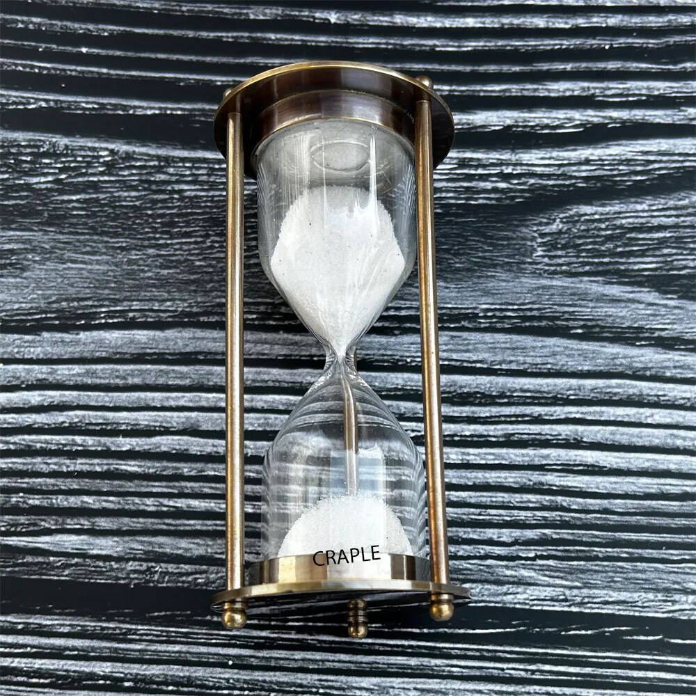 Handcrafted Antique Hourglass | Small Brass & Glass Timer, 2-minute ...