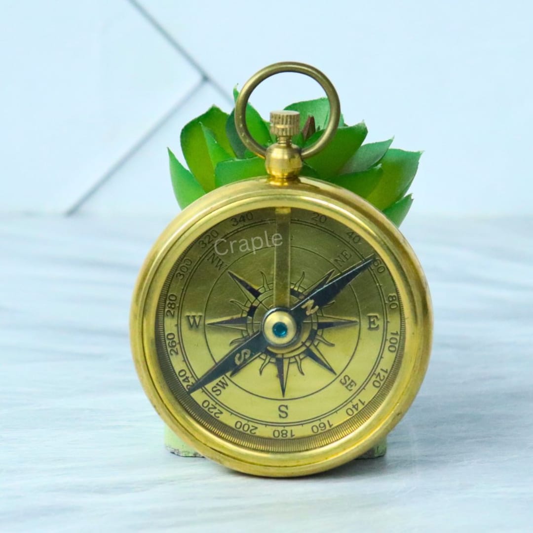 Handmade Brass Pocket Compass Vintage Nautical Navigation Tool, Gold ...