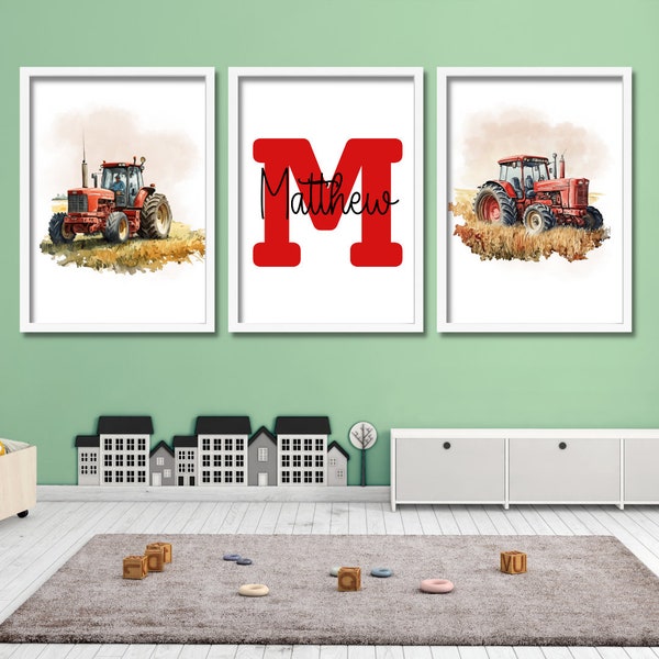 Red Tractor Painting - Etsy