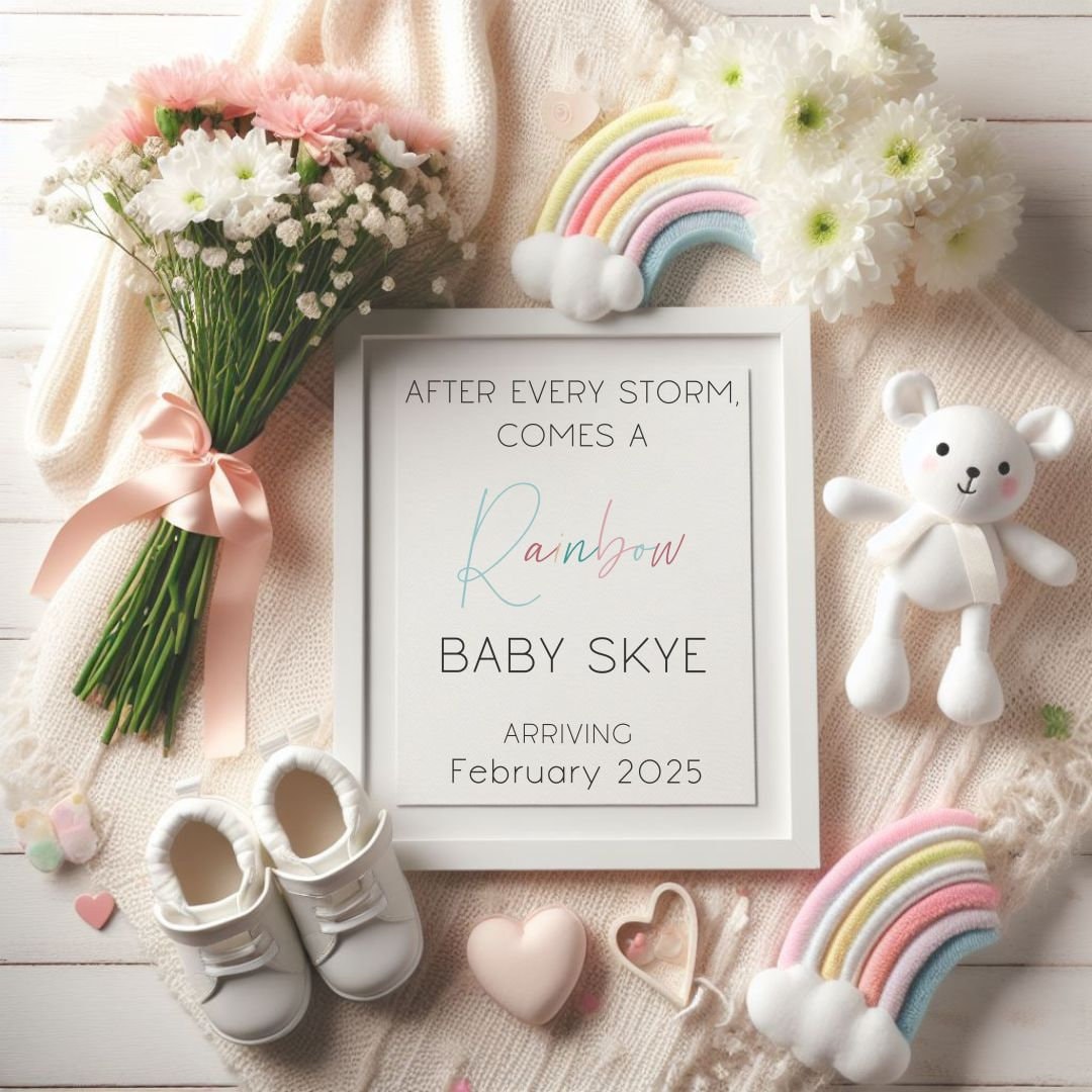 EDITABLE Rainbow Baby Pregnancy Announcement, Editable Digital Template ...