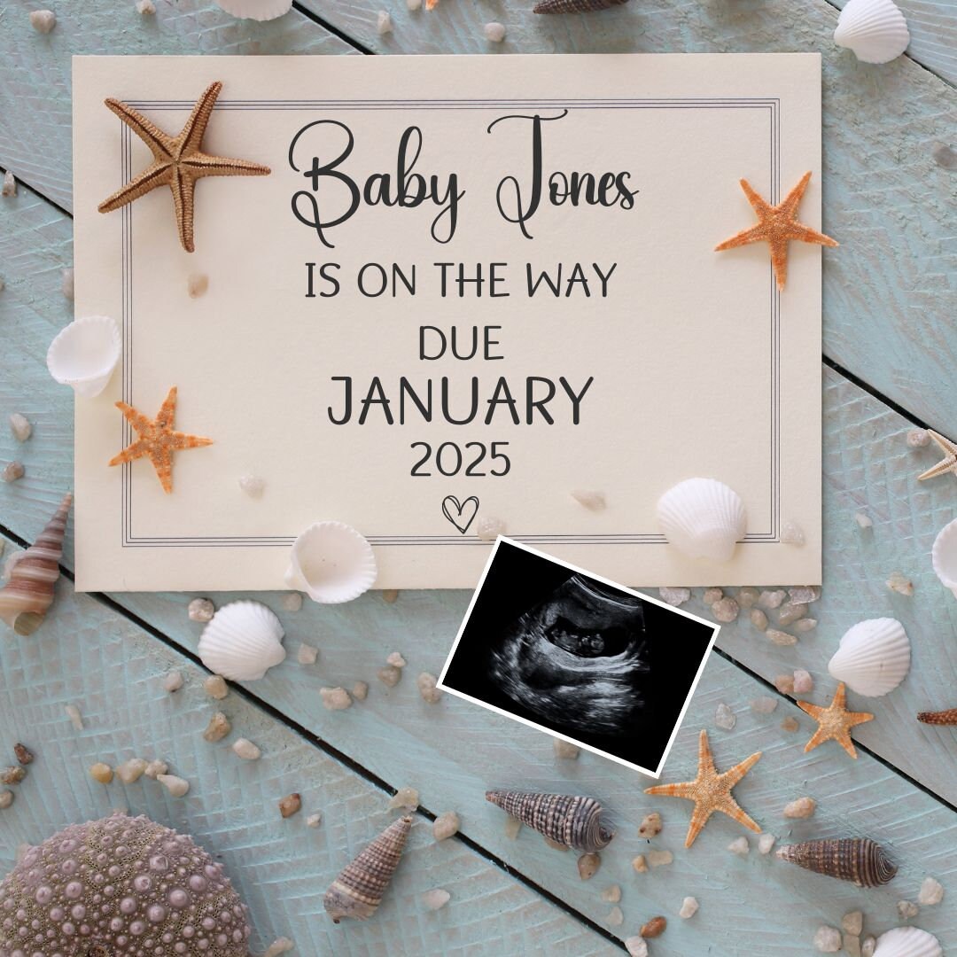 EDITABLE Nautical Pregnancy Announcement | Beach Pregnancy Announcement ...