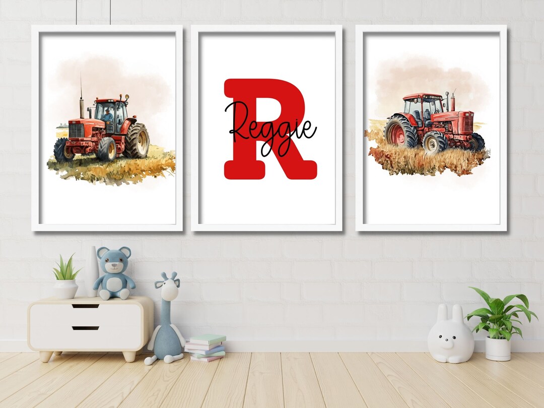 Custom Tractor Print Set Boys Personalised Tractor Wall Art - Etsy