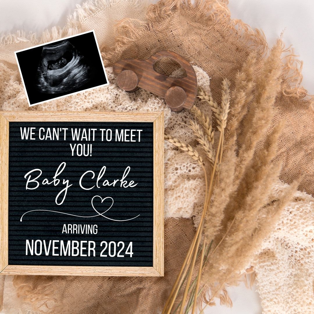 EDITABLE Neutral Pregnancy Announcement | Digital Pregnancy ...