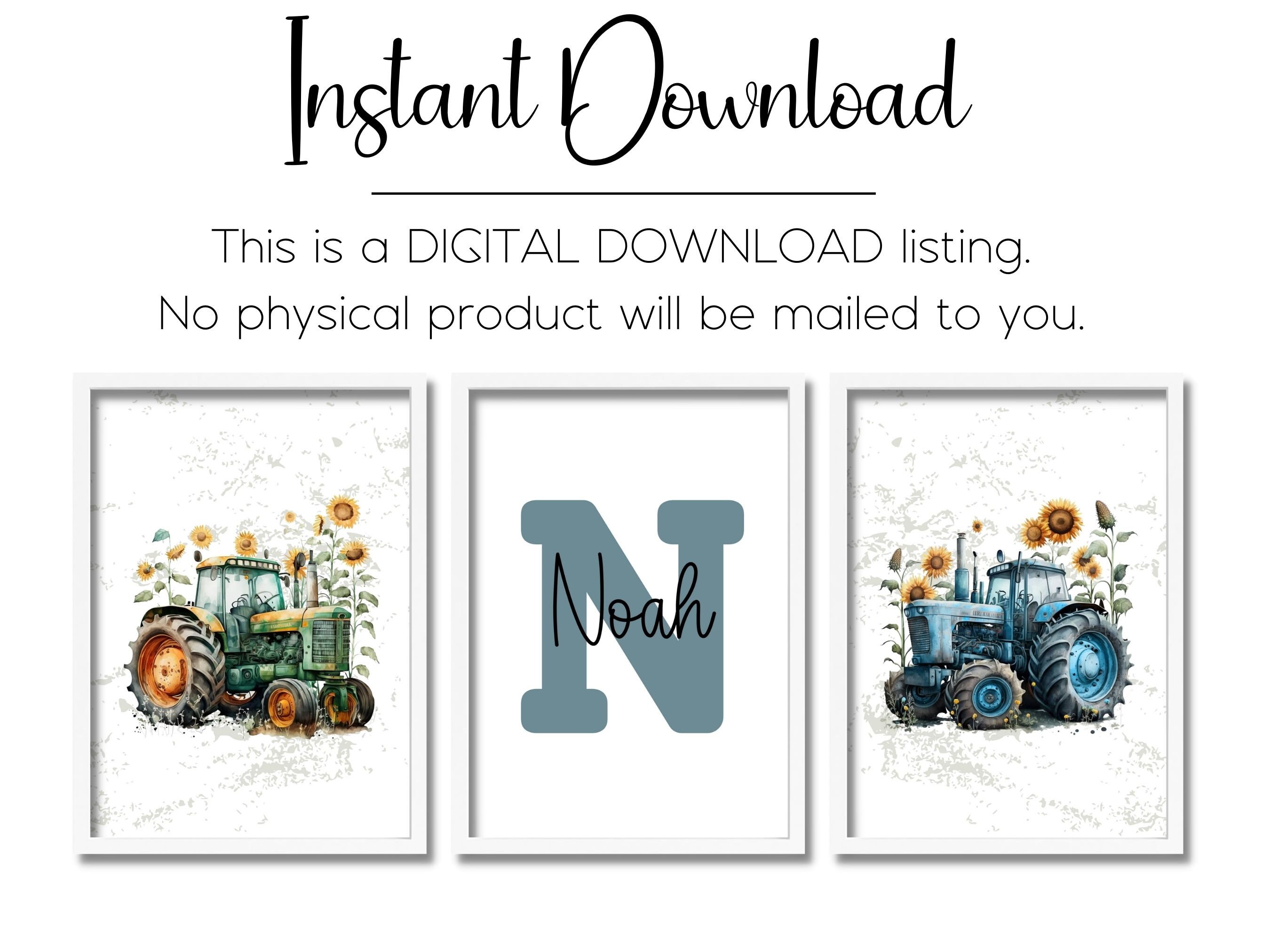 Custom Tractor Print Set Boys Tractor Wall Art - Etsy