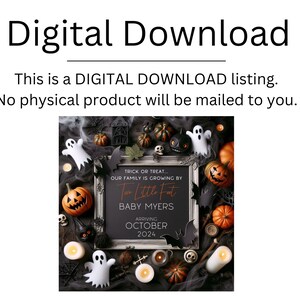EDITABLE Spooky Gothic Pregnancy Announcement, Customisable Digital ...