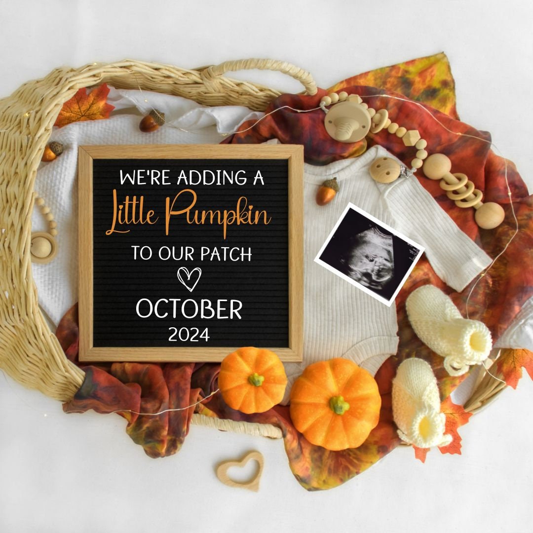 EDITABLE Digital Autumnal Pregnancy Announcement | Halloween Pregnancy ...