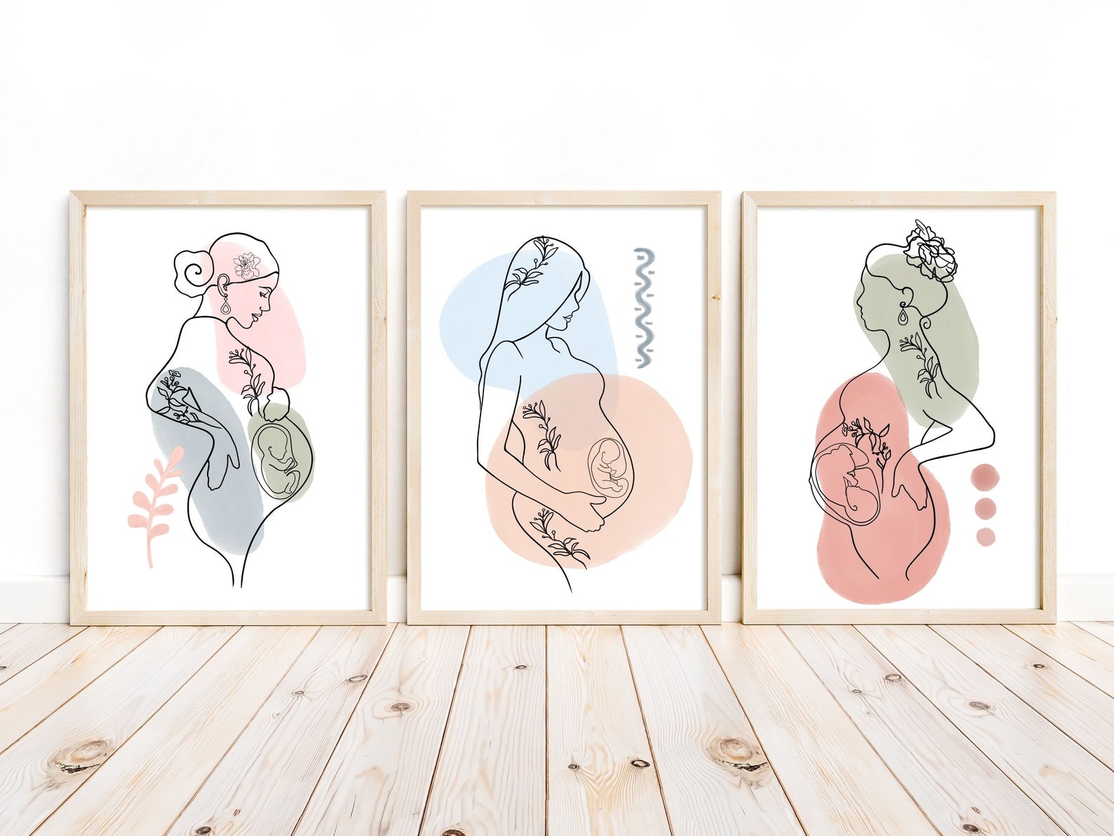 Pregnancy Line Art Set 3 Abstract Line Art Prints Printable Line Art ...