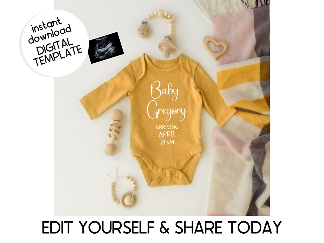 EDITABLE Yellow Pregnancy Announcement | Digital Pregnancy Announcement ...
