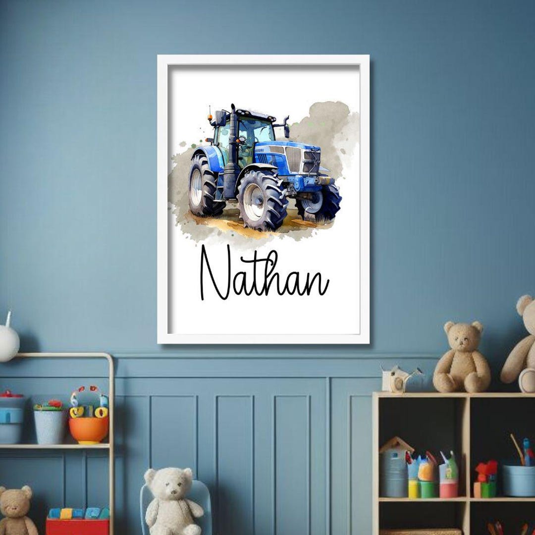 Custom Tractor Print, Boys Tractor Wall Art, Personalised Tractor, Boys ...