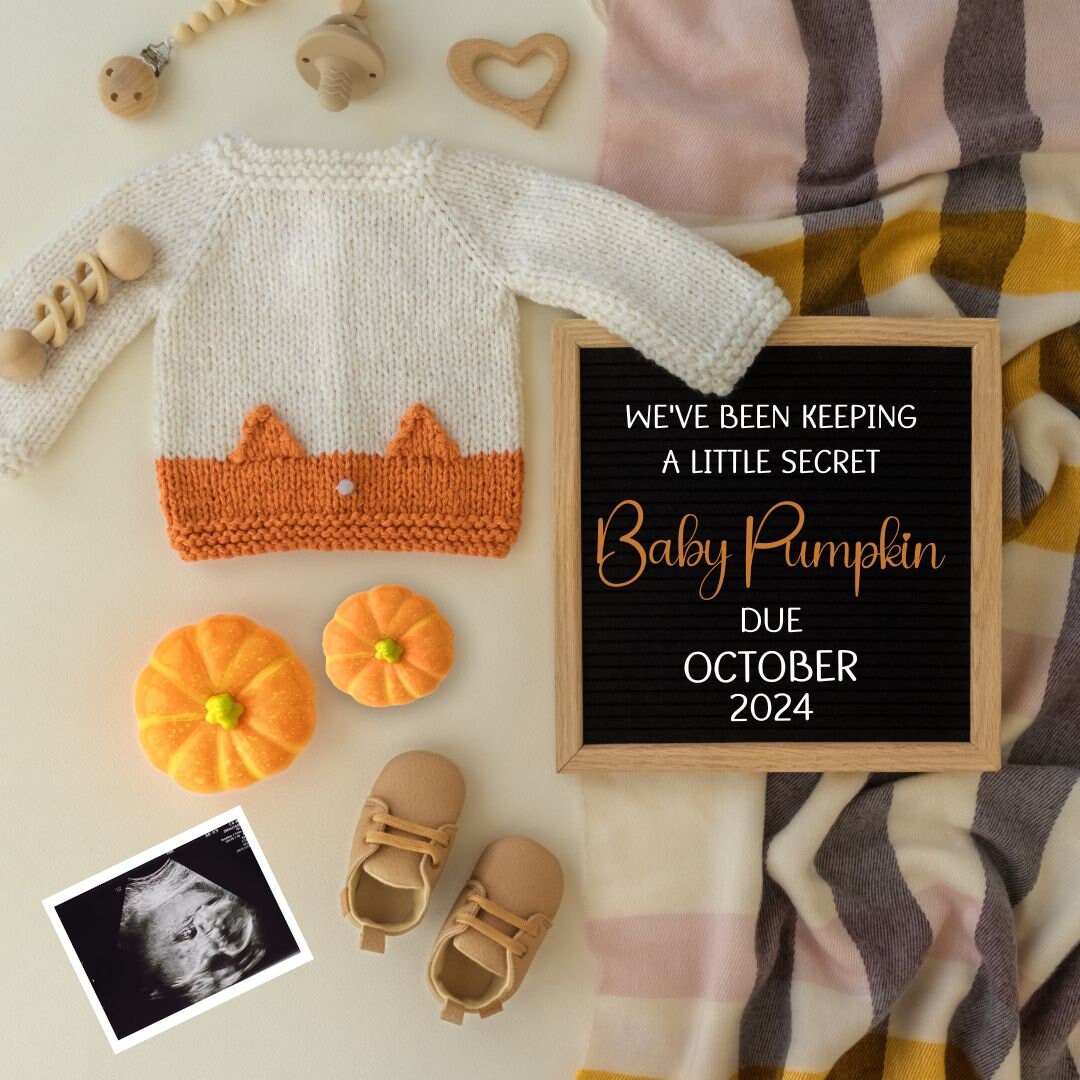EDITABLE Digital Autumn Pregnancy Announcement | October Pregnancy ...