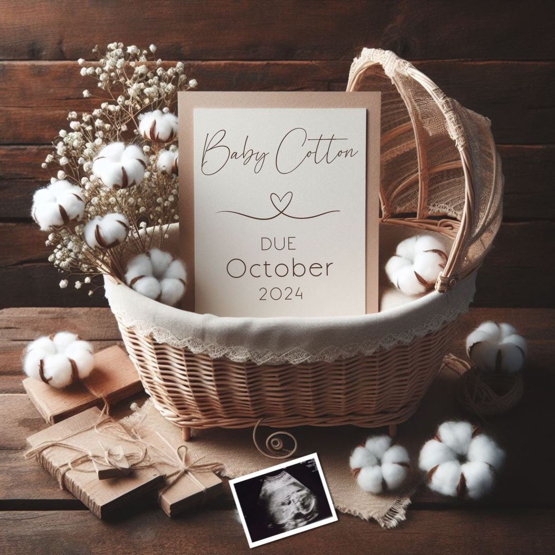 EDITABLE Vintage Pregnancy Announcement | Cotton Pregnancy Announcement ...