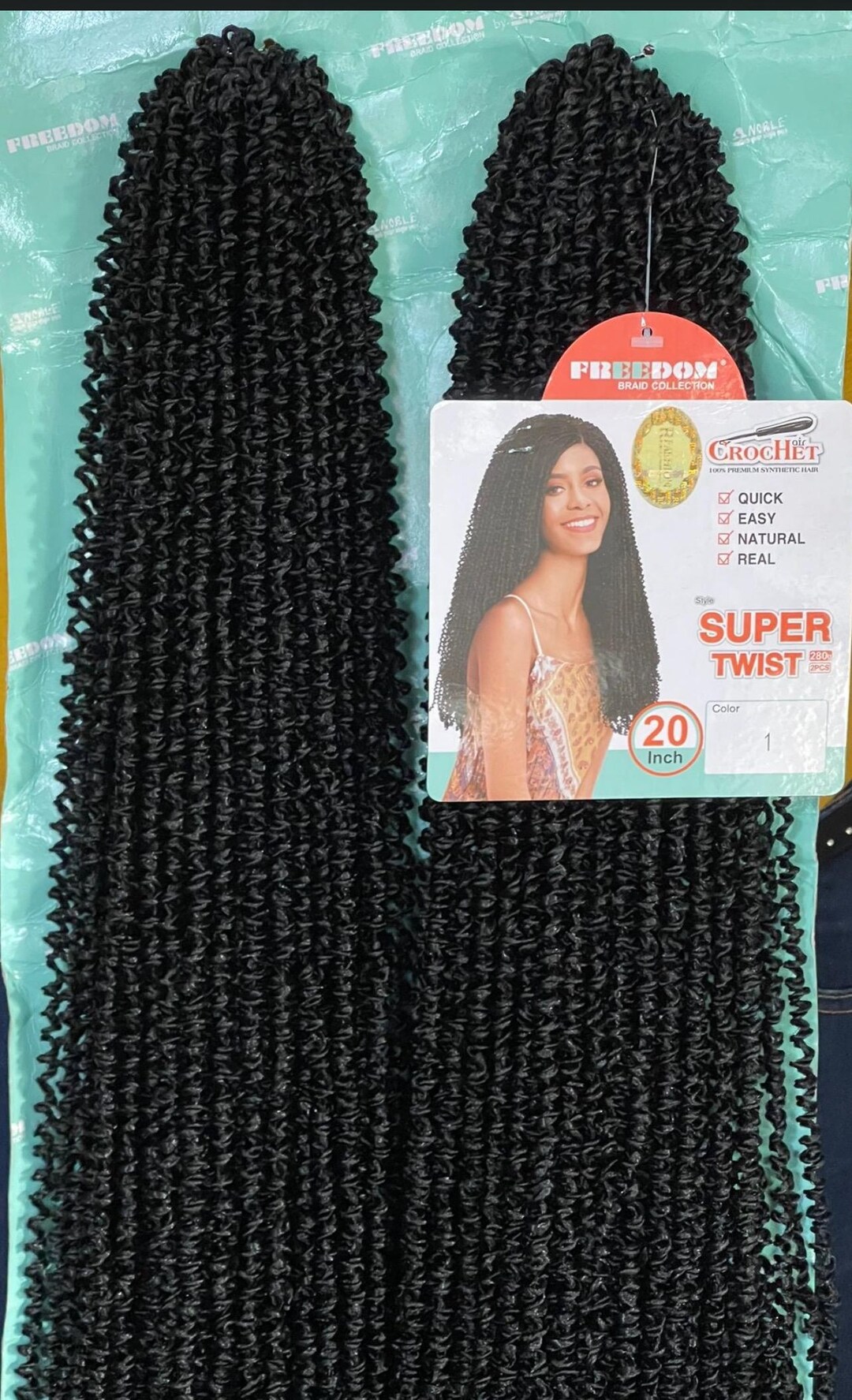Freedom Crochet Braiding Hair-super Twist 20-inch Colour 1. - Etsy