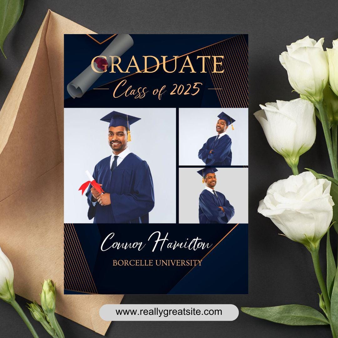 Personalized Graduation Announcement - Class of 2025 Digital Editable ...