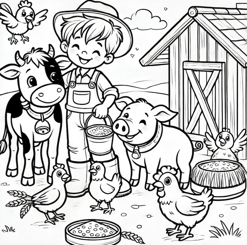 Farmer’s Friends Coloring Book for Kids | Fun Farm Animals and Machines ...