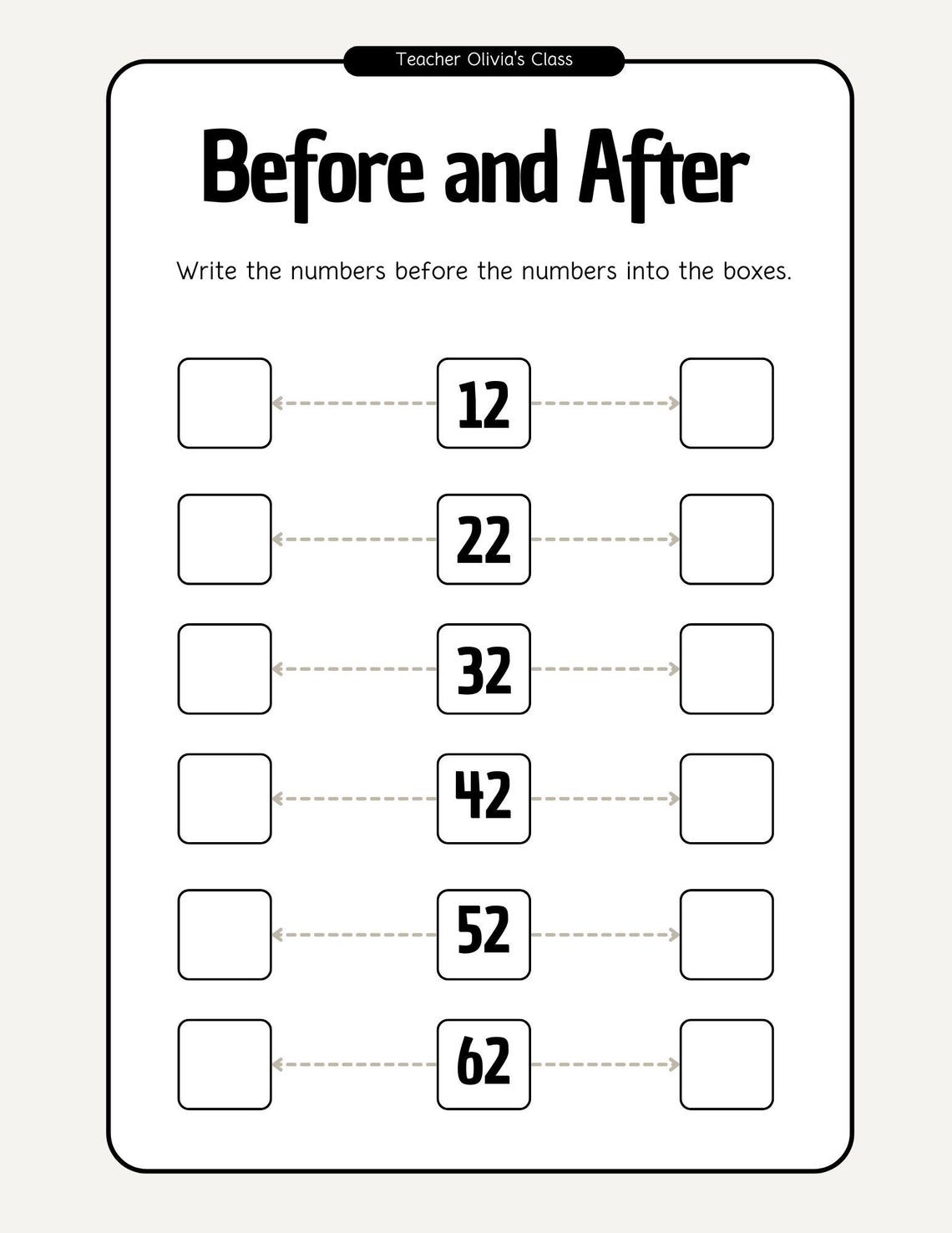 Before and After Numbers Worksheet Fun and Educational Printable for ...