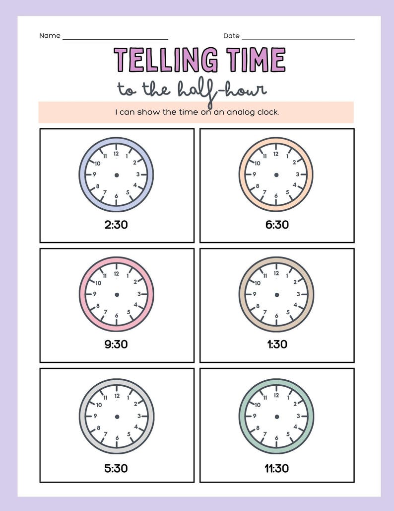 Comprehensive Telling Time Worksheets – Master Clock Reading Skills - Etsy
