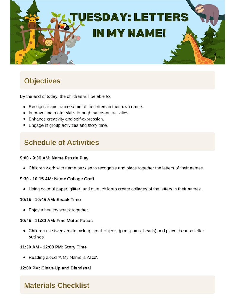 Preschool Alphabet Lesson Plan Printable | 5-day A–J Curriculum With ...
