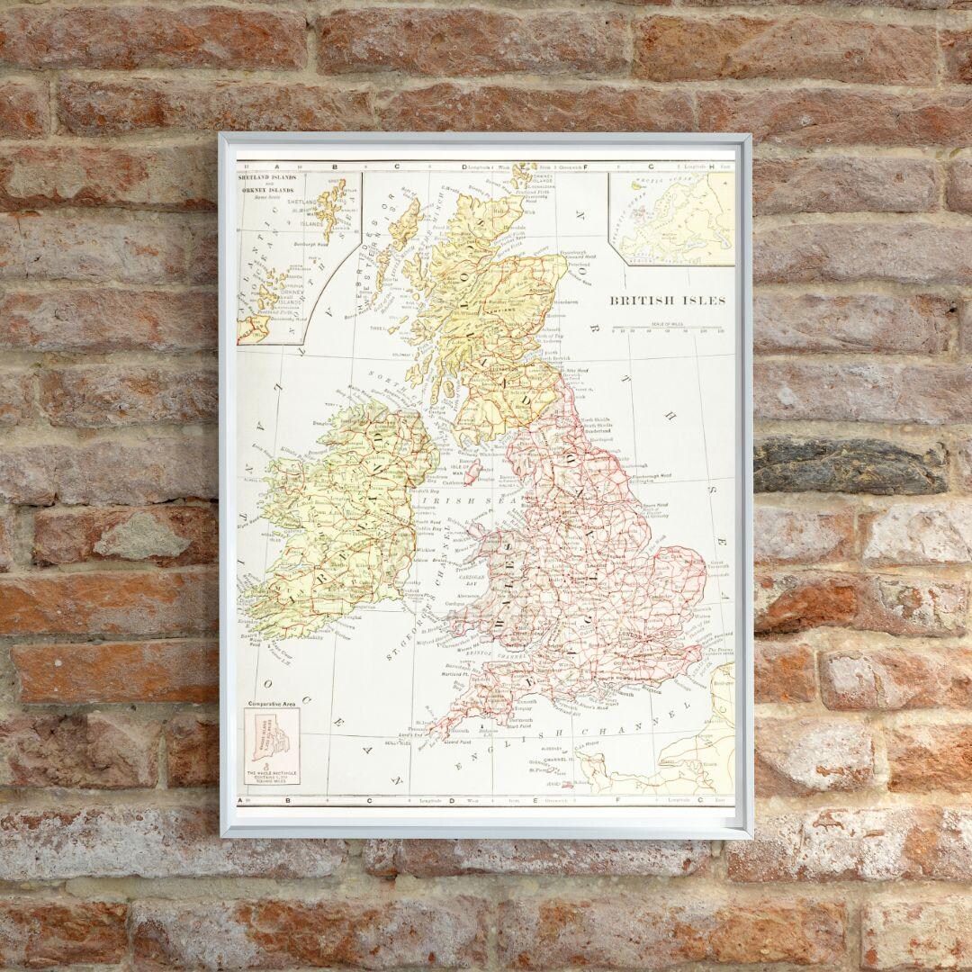Vintage British Isles Map | Digital Download Wall Art - Etsy