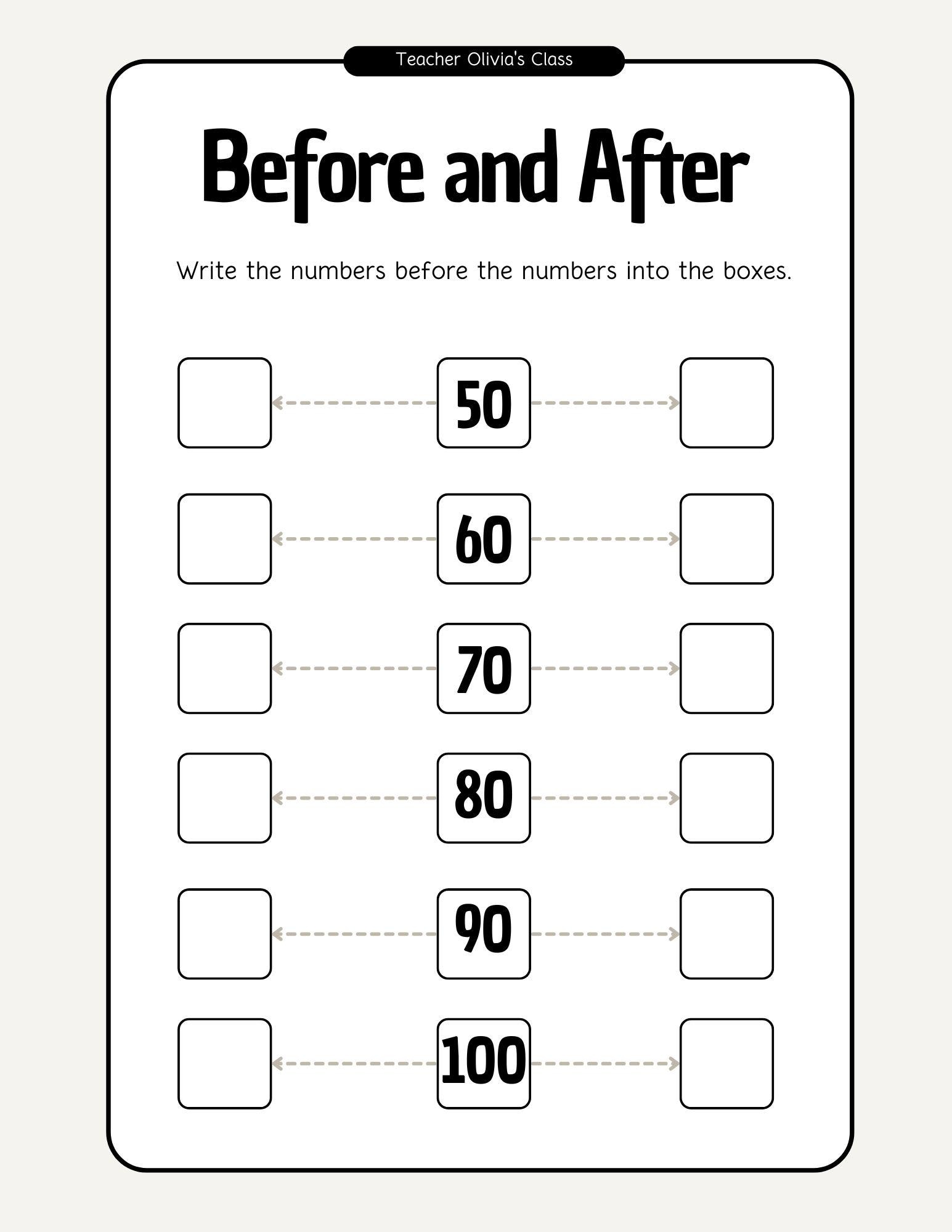 Before and After Numbers Worksheet Fun and Educational Printable for ...