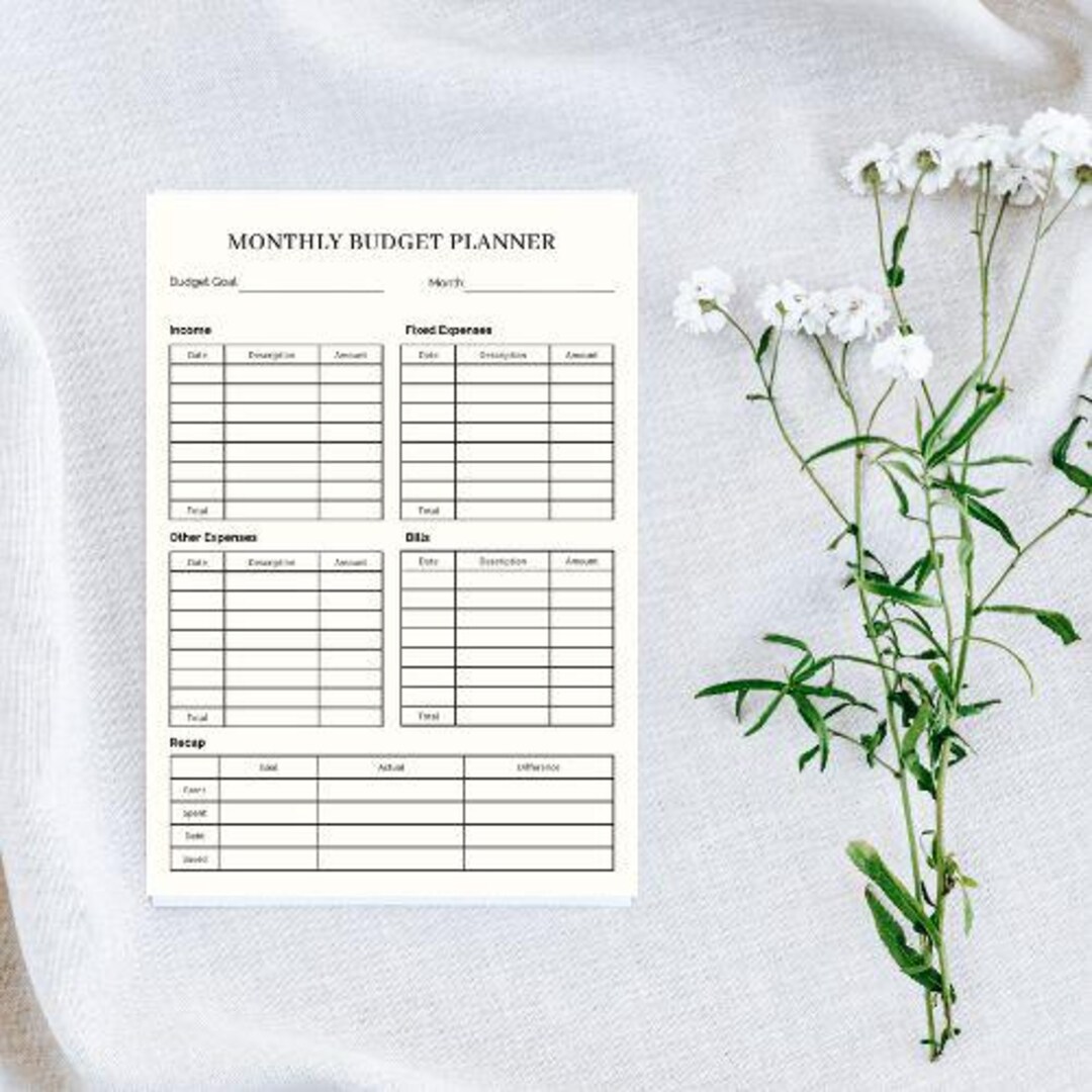 Monthly Budget Planner Printable | Minimalist Income Expense Tracker ...