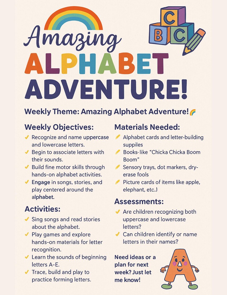 Preschool Alphabet Lesson Plan Printable | 5-day A–J Curriculum With ...