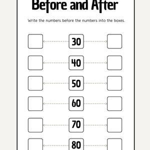 Before and After Numbers Worksheet Fun and Educational Printable for ...