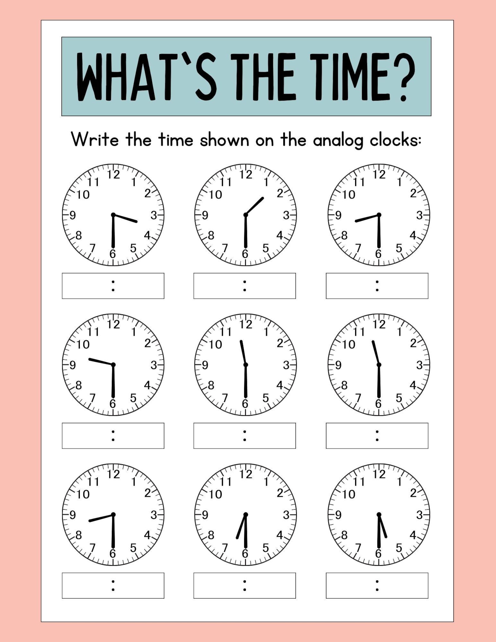 Comprehensive Telling Time Worksheets – Master Clock Reading Skills - Etsy