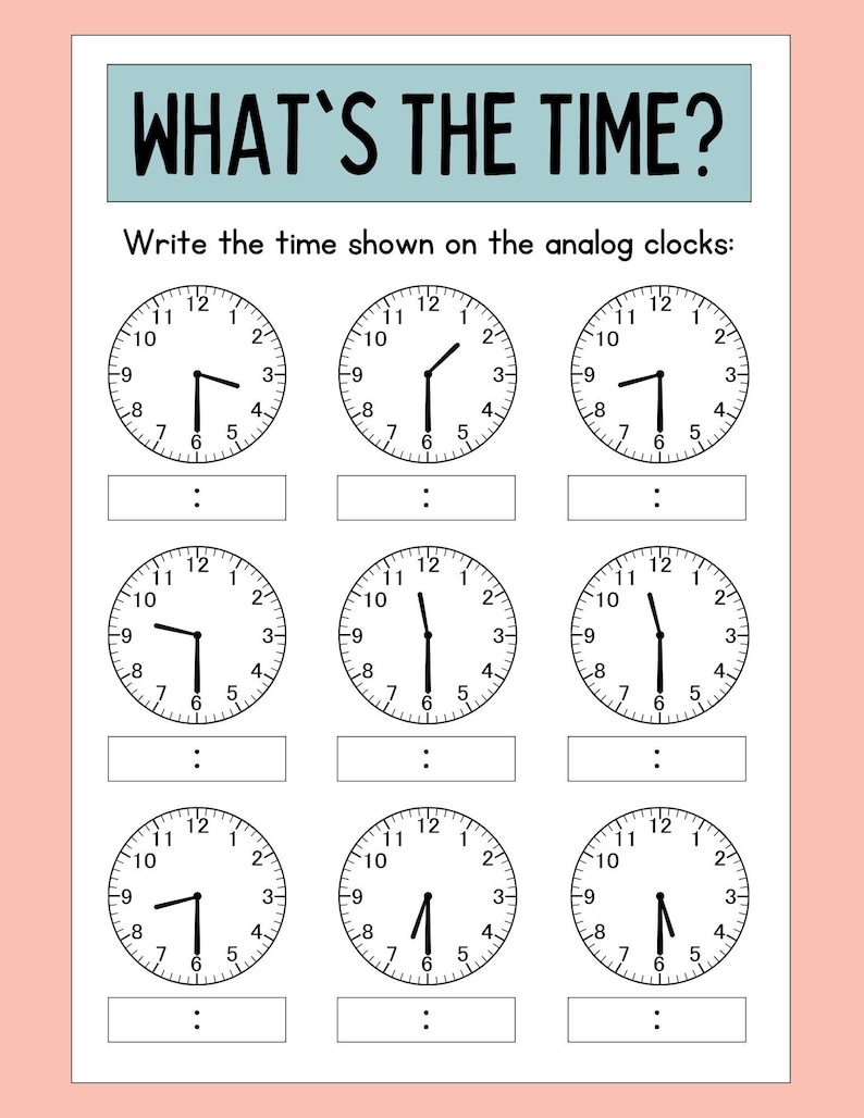 Comprehensive Telling Time Worksheets – Master Clock Reading Skills - Etsy