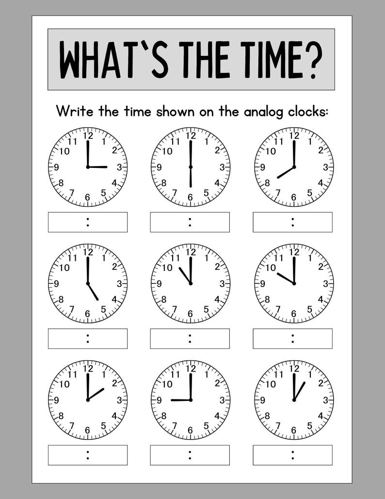 Comprehensive Telling Time Worksheets – Master Clock Reading Skills - Etsy