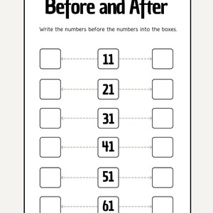 Before and After Numbers Worksheet Fun and Educational Printable for ...