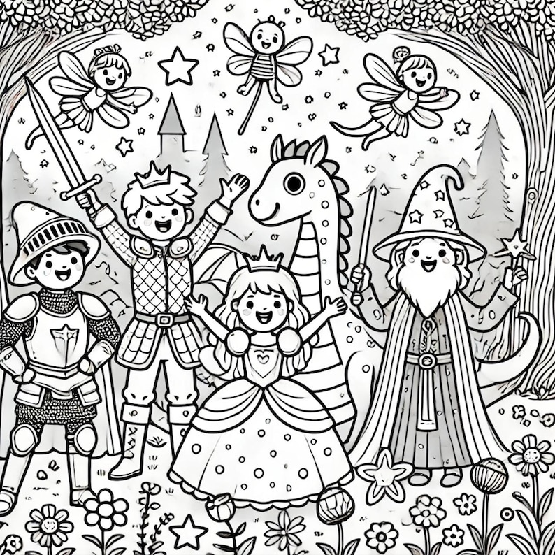 Fantasy Fairy Tales Coloring Book for Kids & Adults | Magical Storybook ...