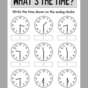 Comprehensive Telling Time Worksheets – Master Clock Reading Skills - Etsy