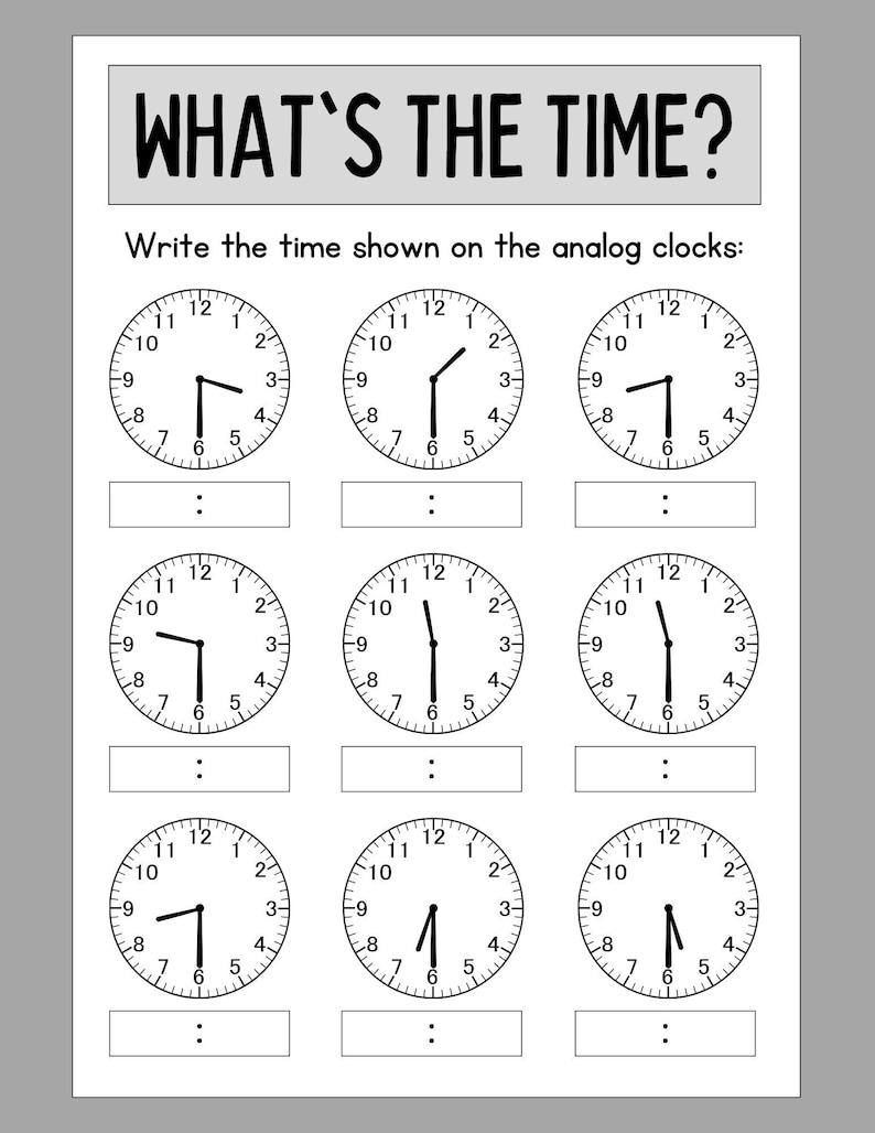 Comprehensive Telling Time Worksheets – Master Clock Reading Skills - Etsy