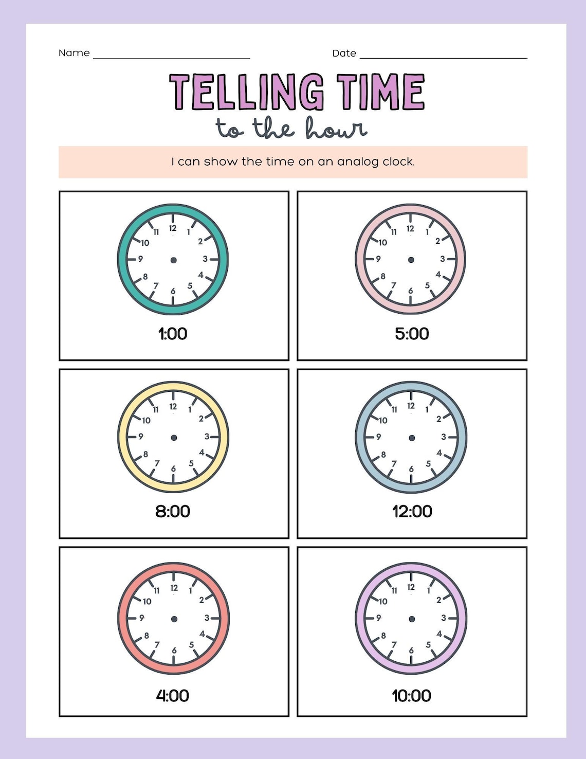 Comprehensive Telling Time Worksheets – Master Clock Reading Skills - Etsy