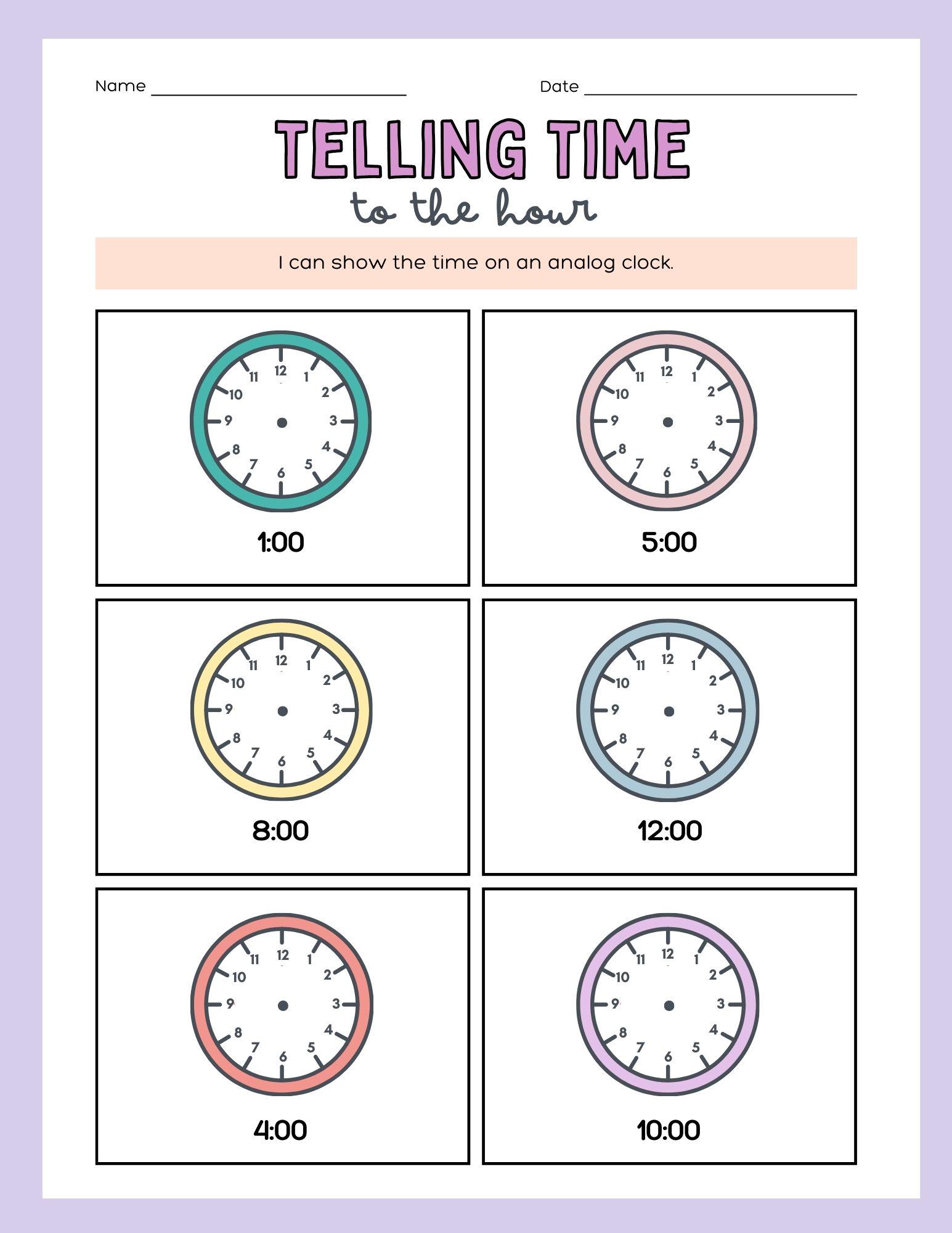 Comprehensive Telling Time Worksheets – Master Clock Reading Skills - Etsy