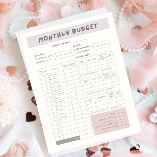 Color Monthly Budget Planner Printable | Account Tracker, Savings Goals ...