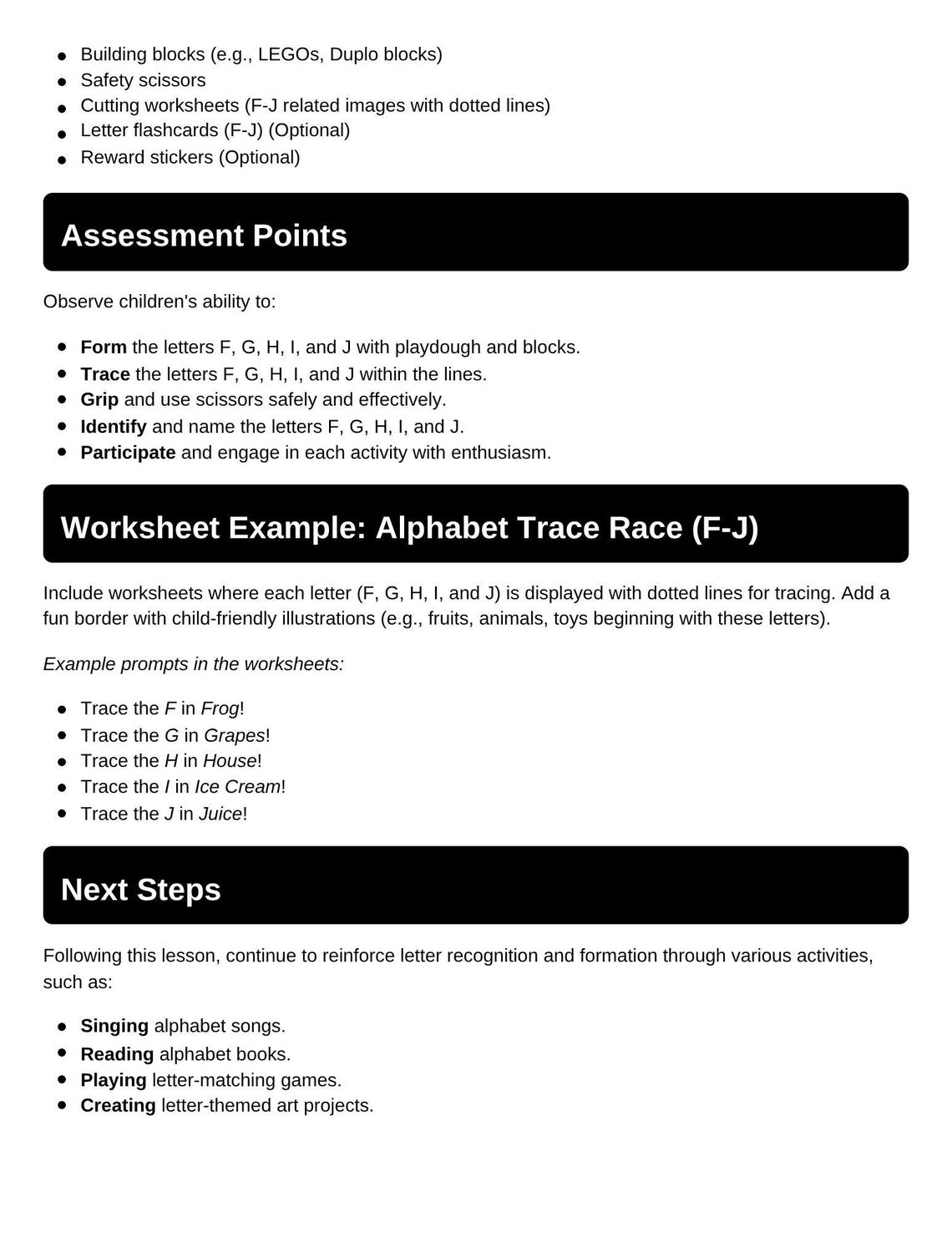 Preschool Alphabet Lesson Plan Printable | 5-day A–J Curriculum With ...