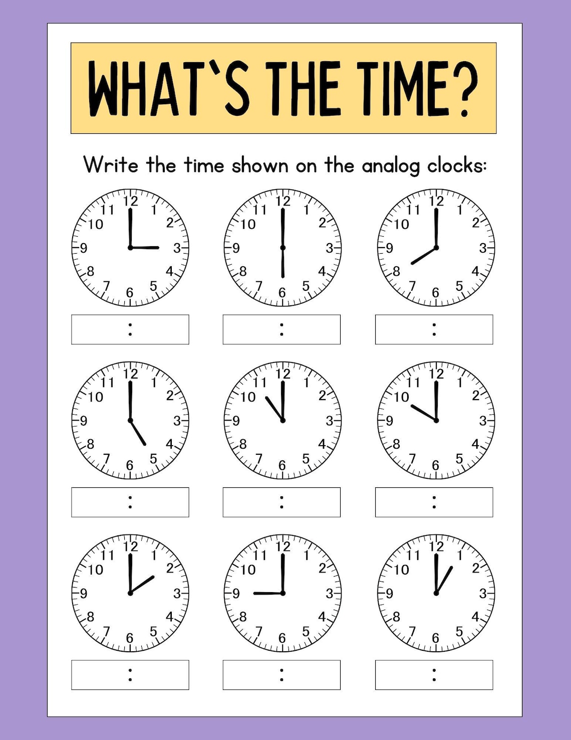 Comprehensive Telling Time Worksheets – Master Clock Reading Skills - Etsy