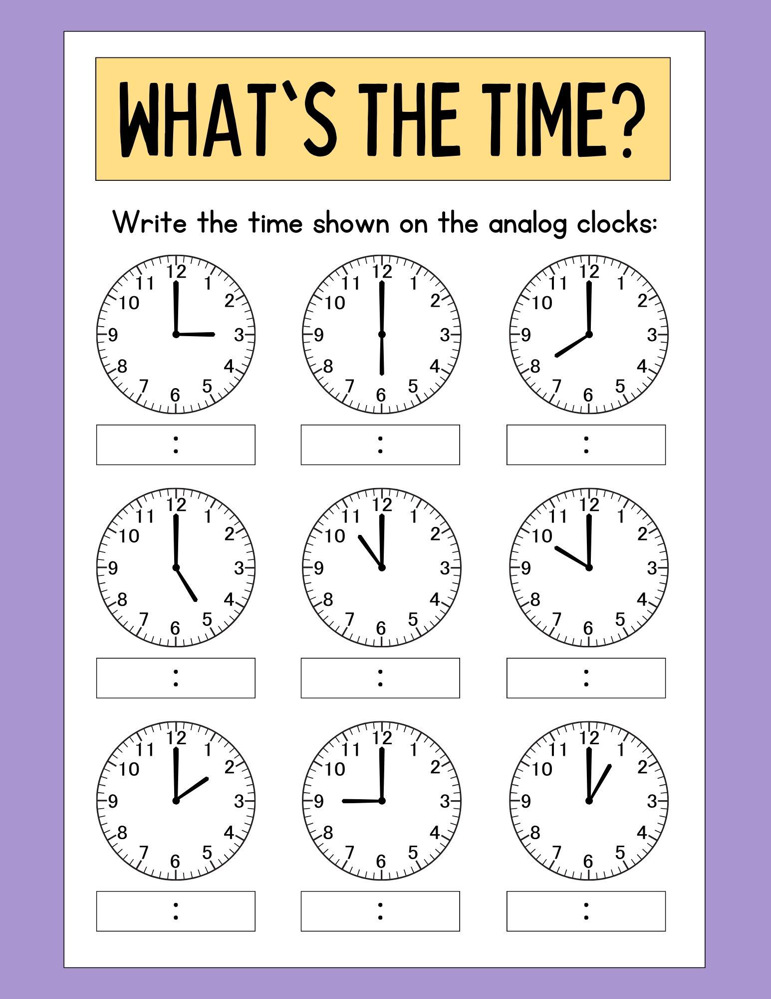 Comprehensive Telling Time Worksheets – Master Clock Reading Skills - Etsy