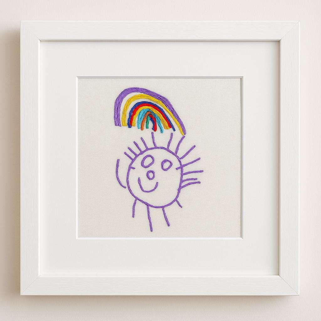 Personalized Kids Art Embroidery Frame: Custom Children's Drawing ...