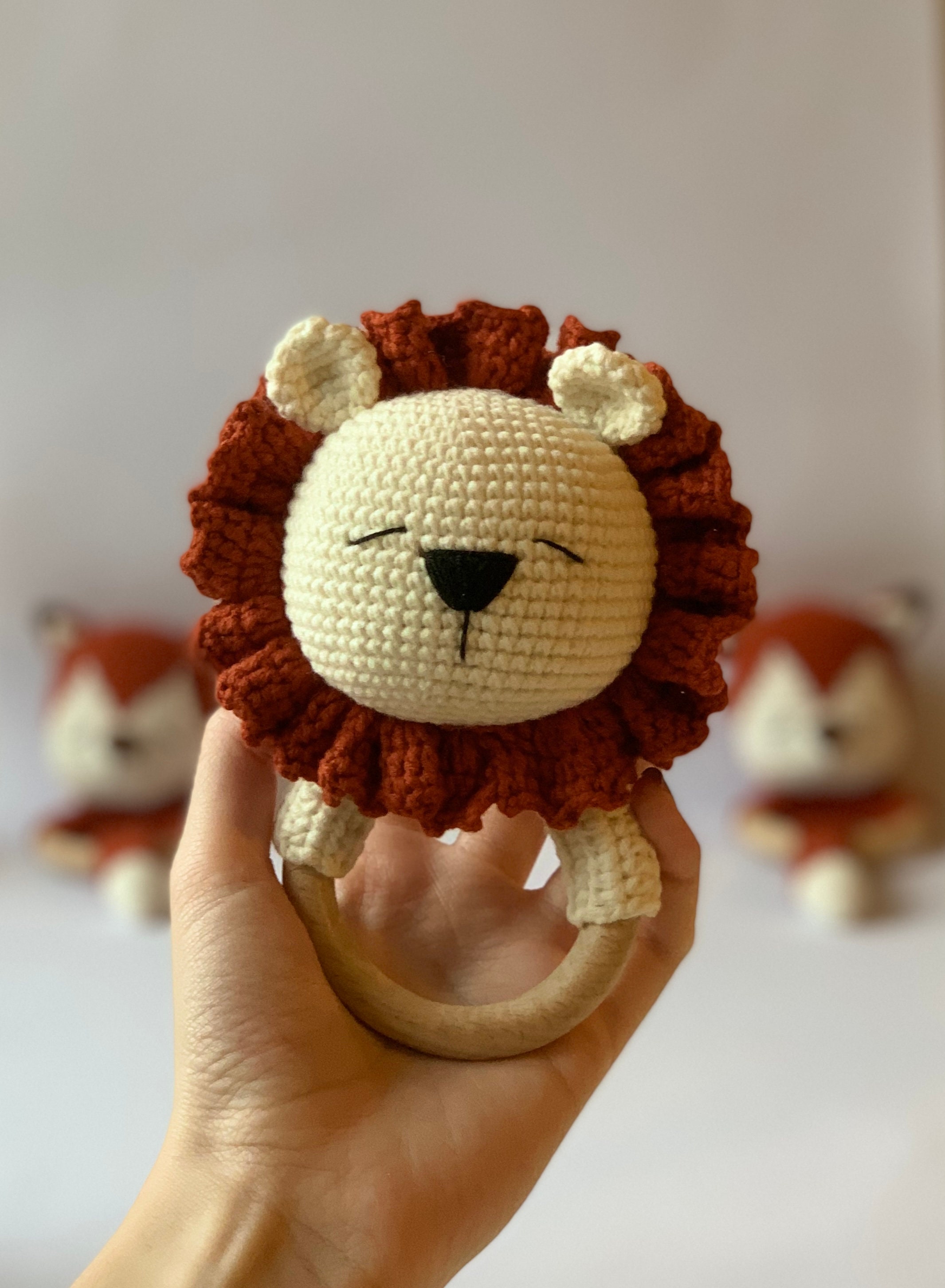 Organic Handmade Wooden Lion Baby Rattle & Teether Lion Baby - Etsy